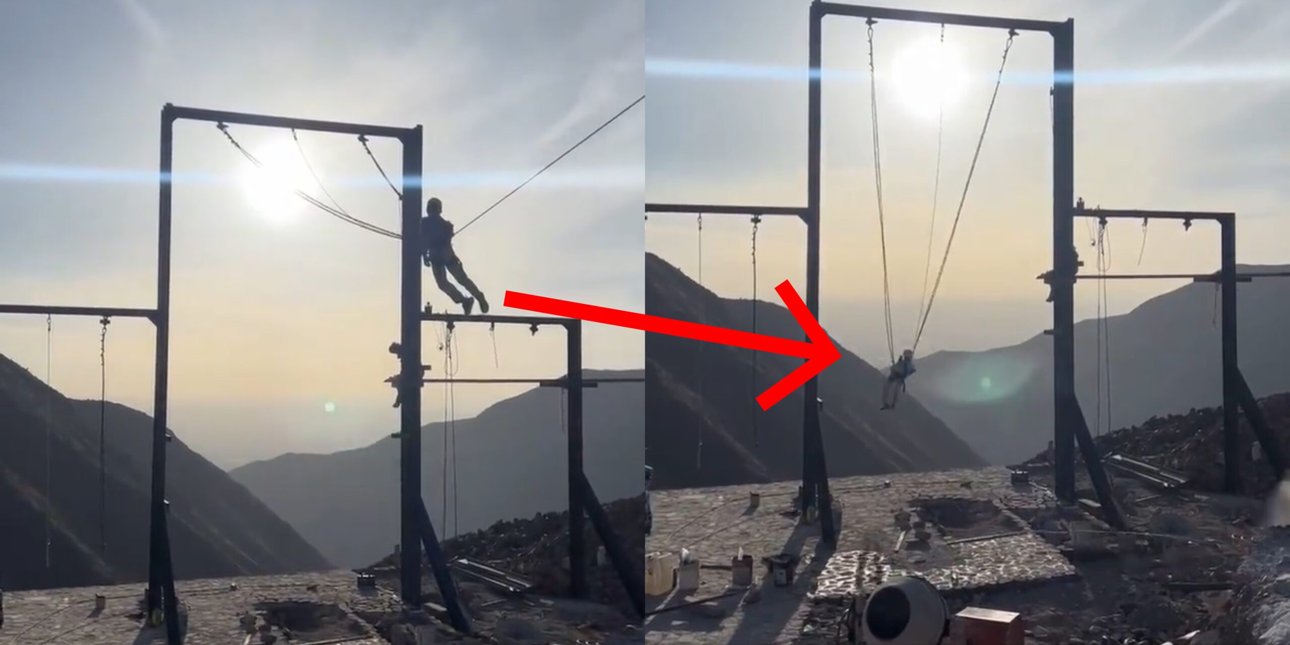 Balancearse desde un precipicio?! Columpios extremos, nueva atracción ...